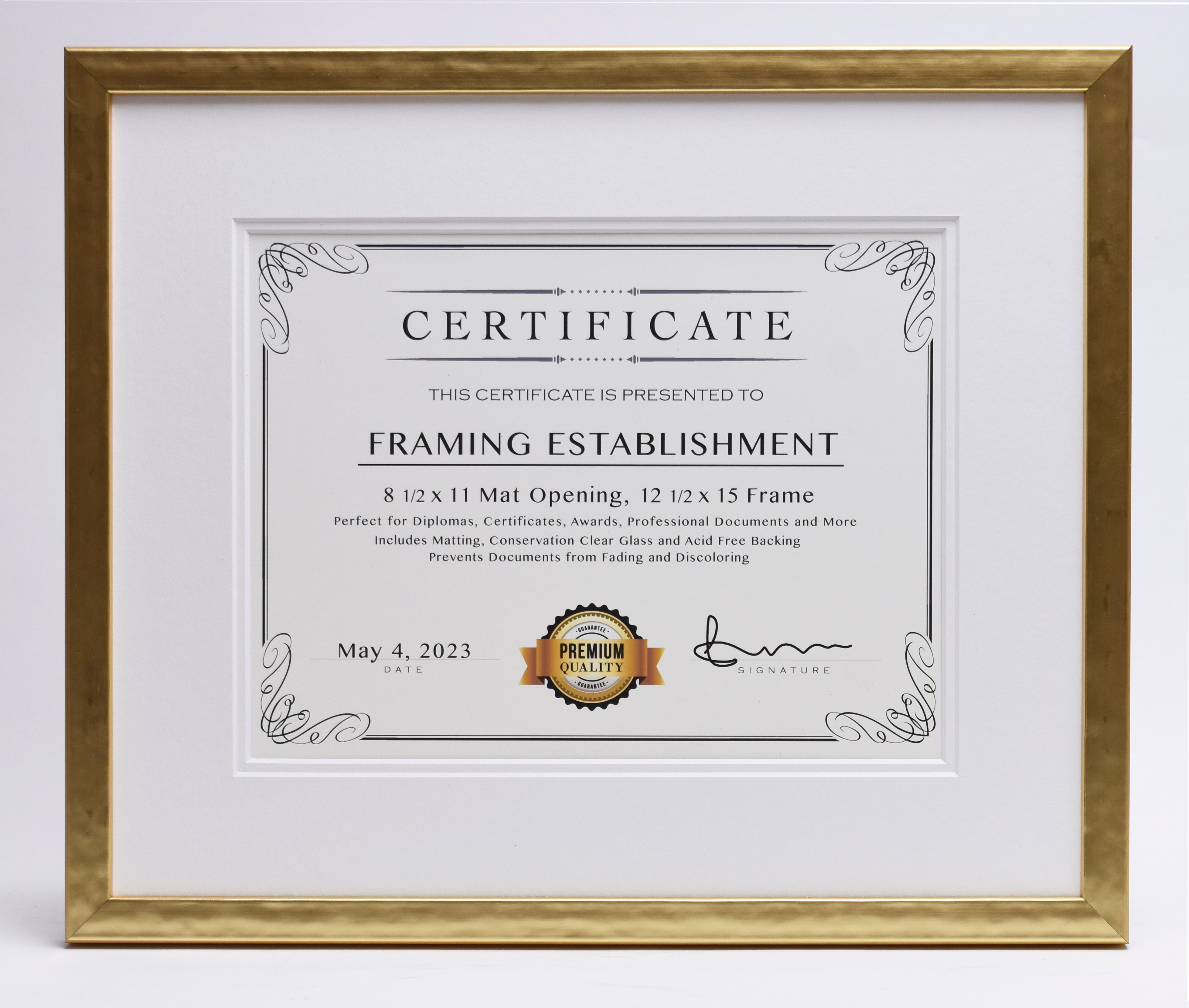 Gold Document Frame – Framing Establishment On Line